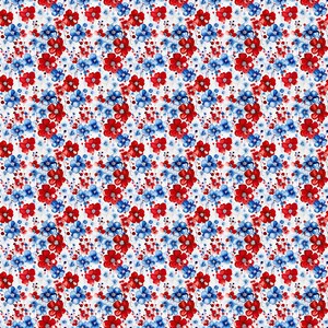 Red White and Blue Flower Digital Paper, Red White Blue Flowers Repeat ...