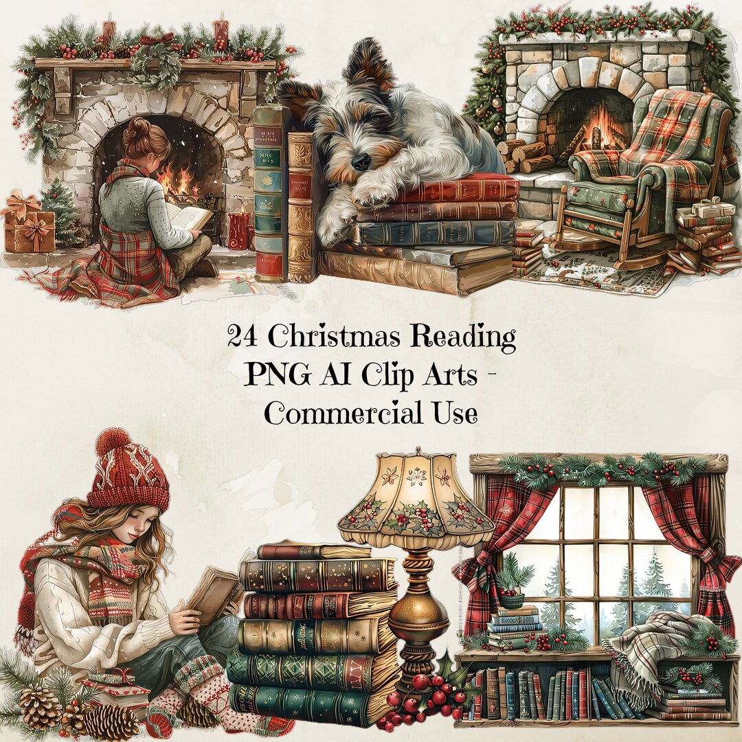 Christmas Reading Clipart, Holiday Reading Graphics, Book Clipart ...