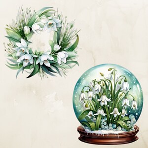 Snowdrop Flower Clipart, Watercolor Snowdrop Clipart, Snowdrop Flowers ...