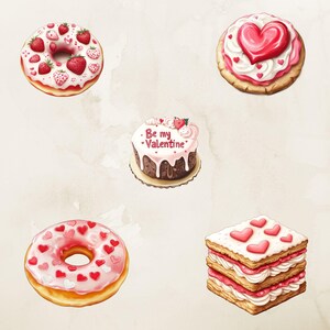 Watercolor Valentine Treats Clipart, Dessert PNG Images (digital ...
