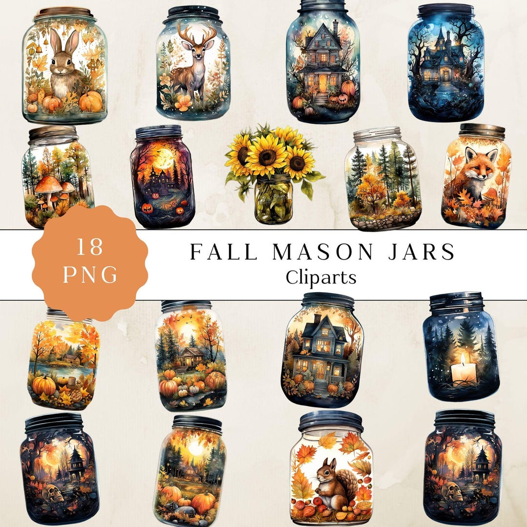 Autumn in a Jar Clipart, Sunflower Fall Mason Jar Png, Flowers in a Jar ...