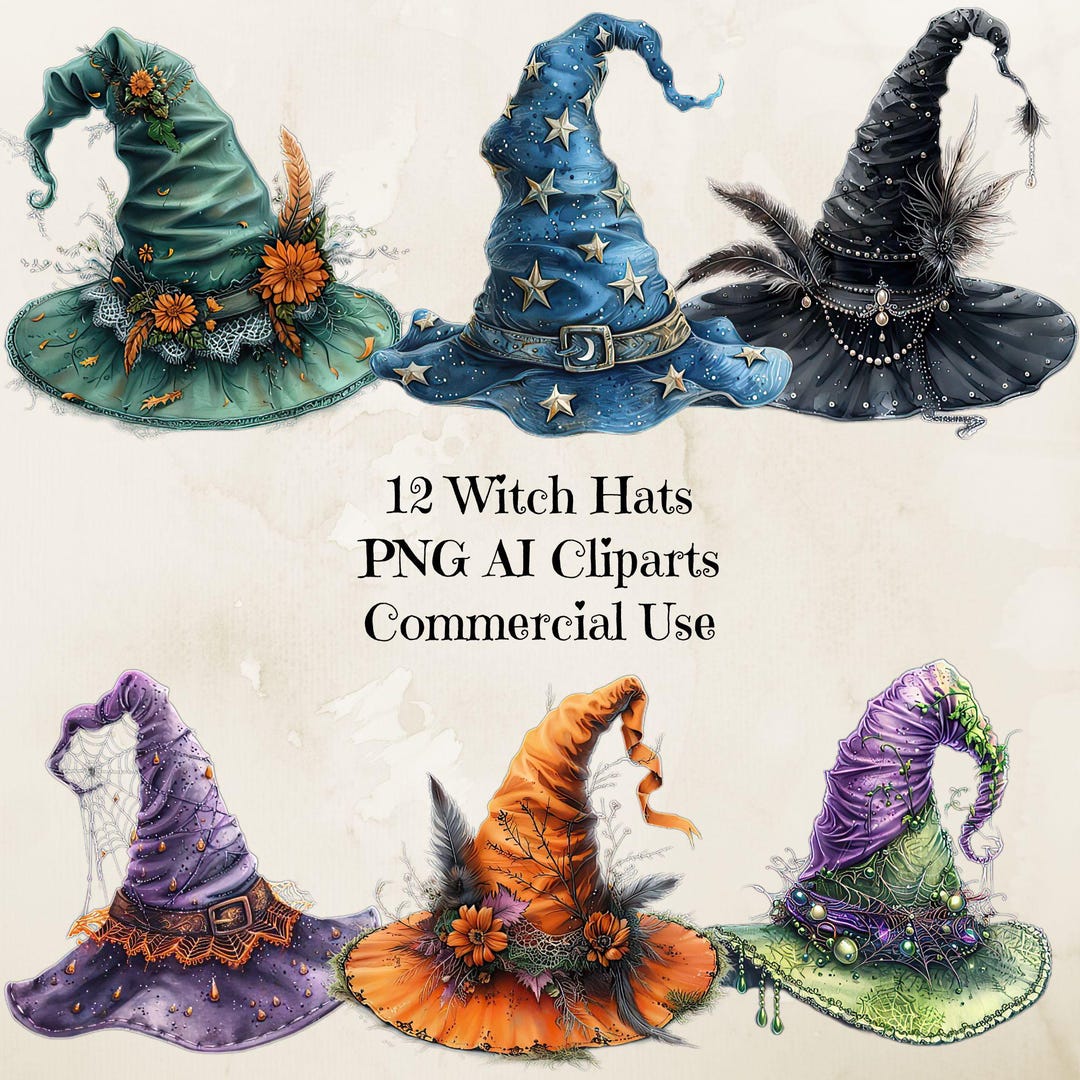 Watercolor Halloween Witch Hat Clipart, Halloween Png Clipart ...