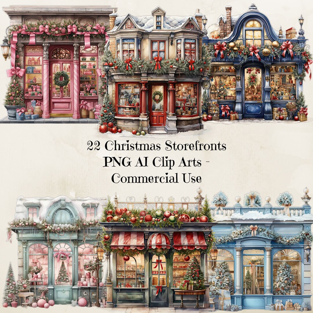 Christmas Storefront Clipart, Christmas Shop Clipart, Christmas Shop ...