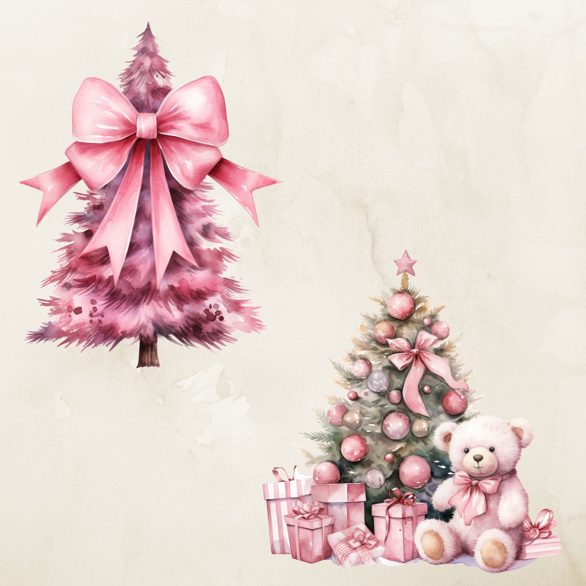 Pink Christmas Tree Png Clipart, Xmas Clipart, Cute Christmas Clipart ...