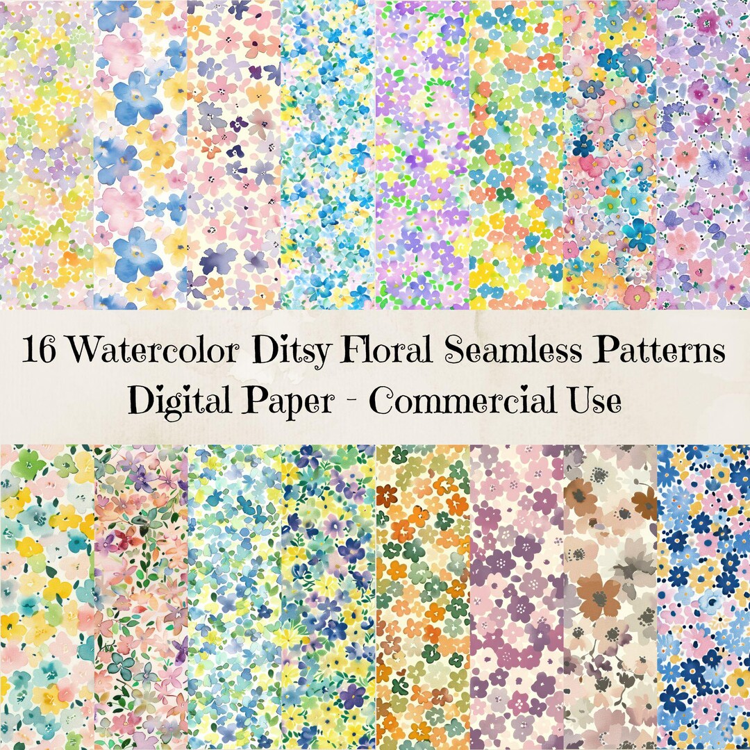 Ditsy Floral Digital Paper, Cute Ditsy Floral Seamless Pattern, Cute ...