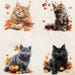 Fall Cat Clipart, Cute Autumn Cats Clipart, Cat Clip Art, Fall Cat ...