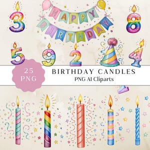 Birthday Candles Clipart, Birthday Clipart Bundle, Digital Candle Art ...