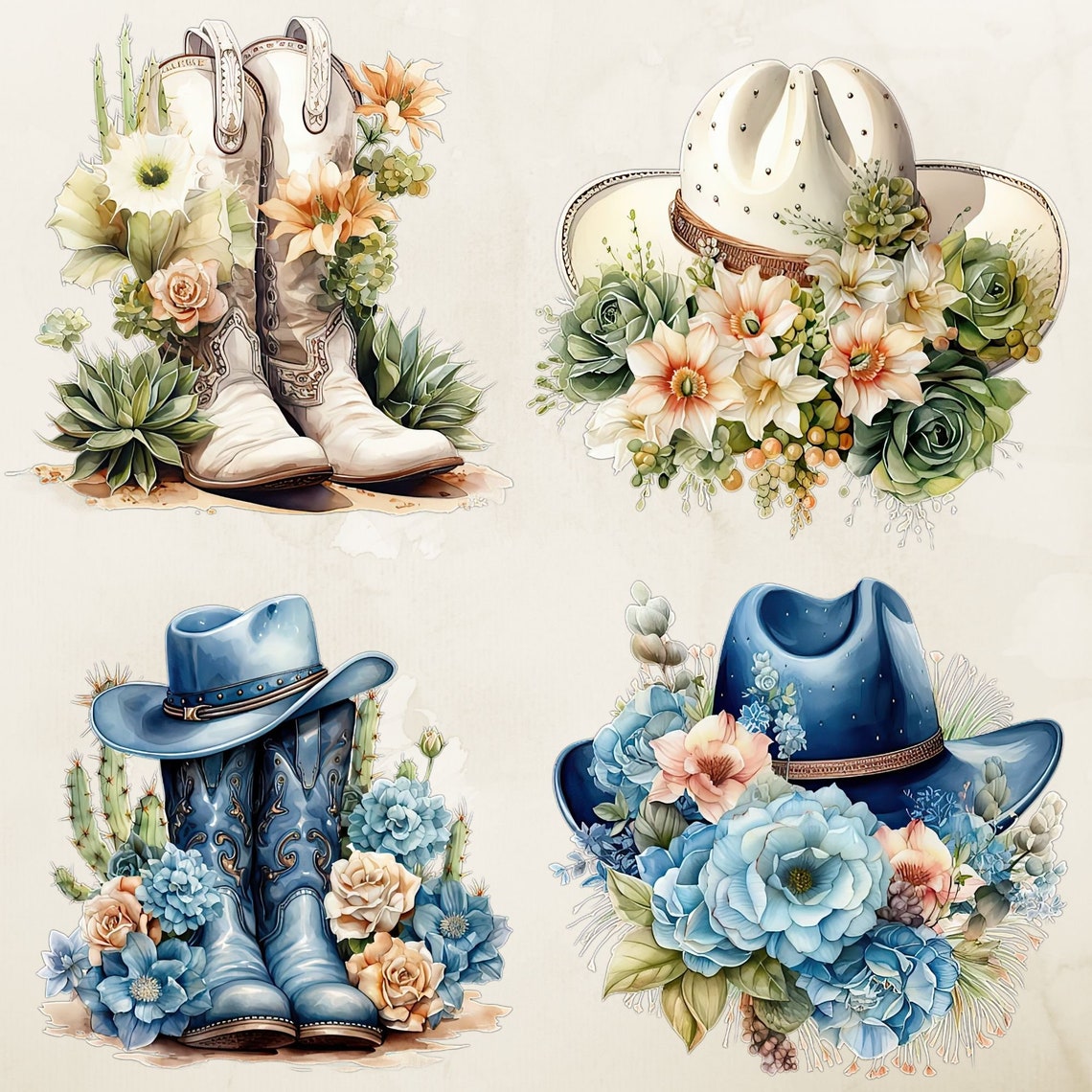 Watercolor Cowgirl Clipart, Western Clipart, Cowboy Clipart, Digital ...