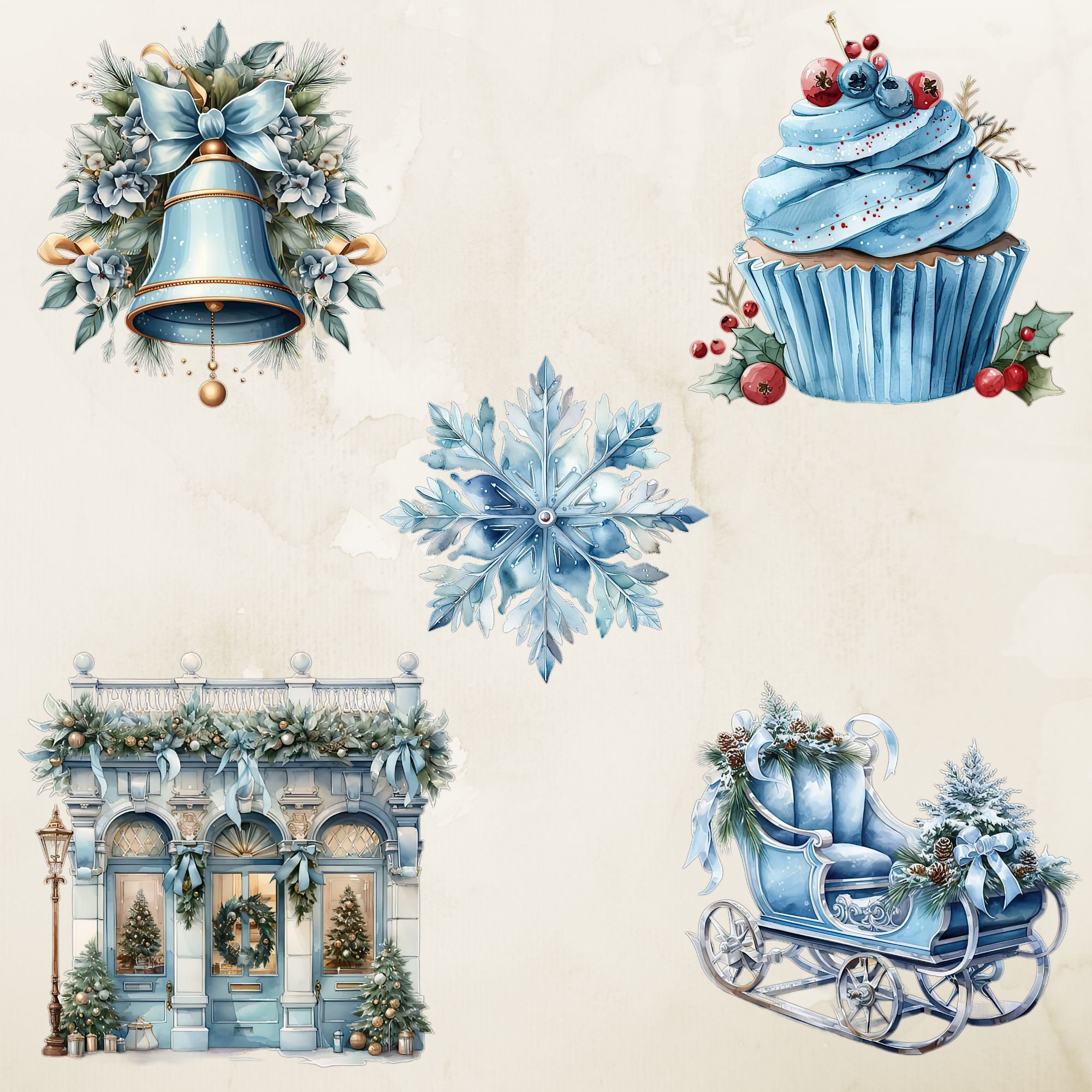 Light Blue Christmas Clipart, Blue Winter Christmas Png Clipart ...