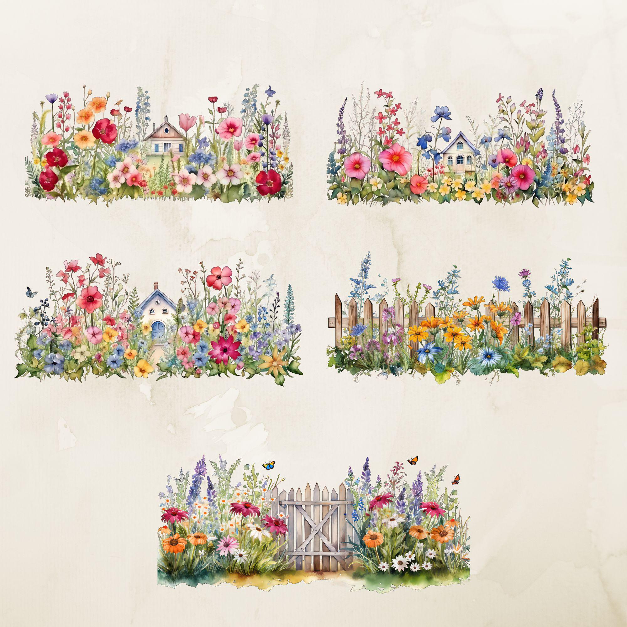 Watercolor Cottagecore Floral Border PNG Clipart, Card Making (digital ...