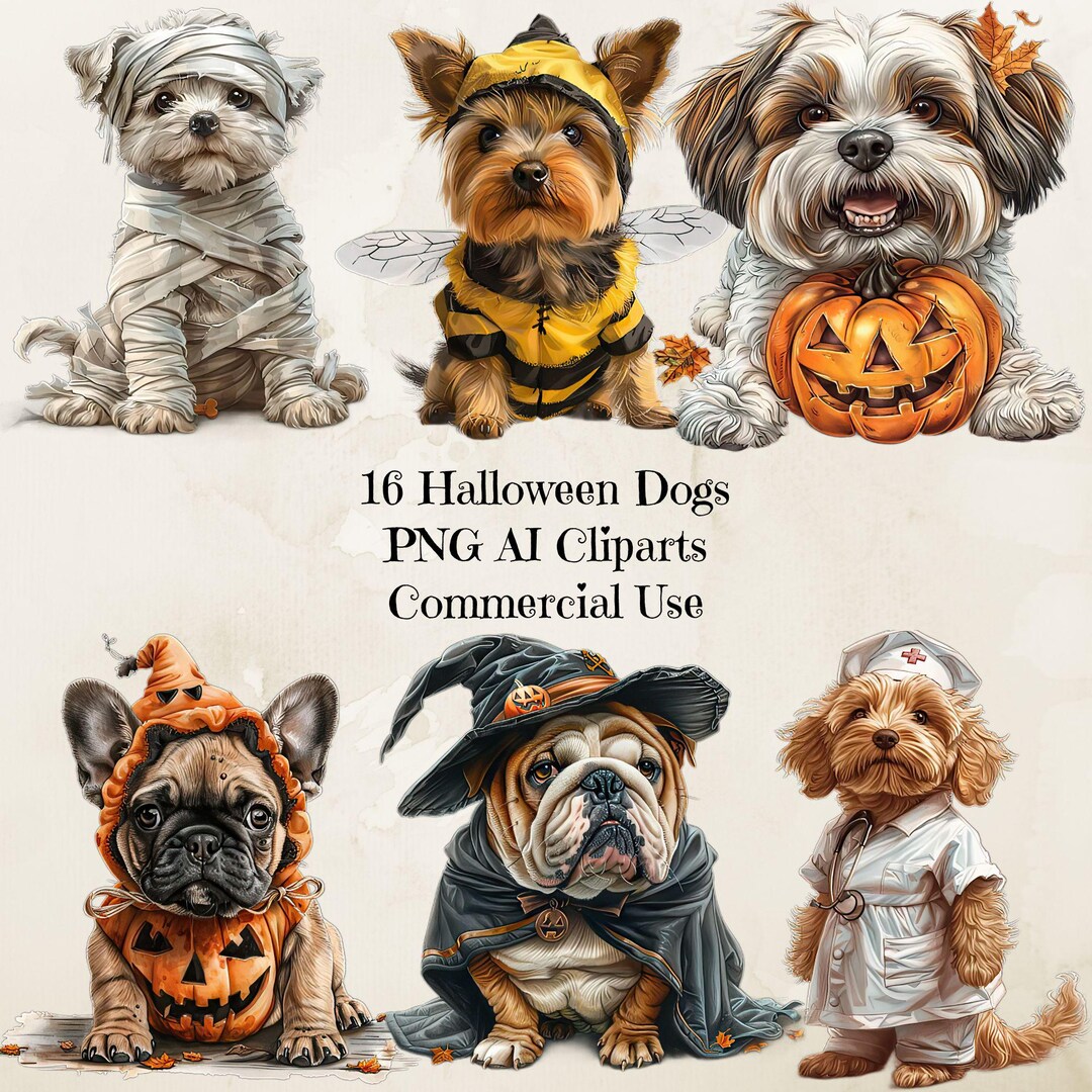 Halloween Dogs Clipart, Dogs in Costumes, Halloween Dogs Clip Art, Cute ...
