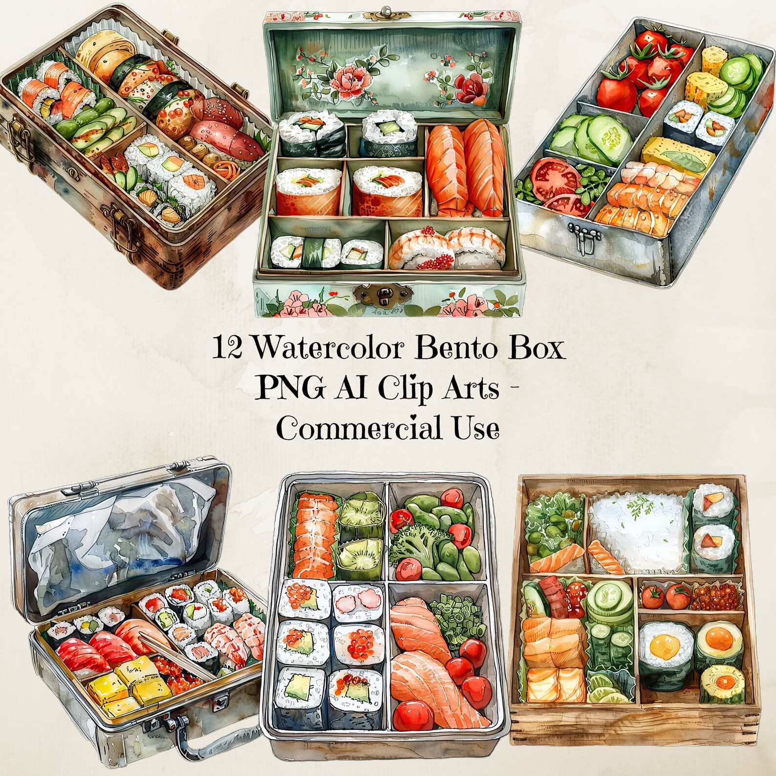 Bento Box Clipart, Japanese Food Lunch Box Lunchbox Sushi Scrapbook ...