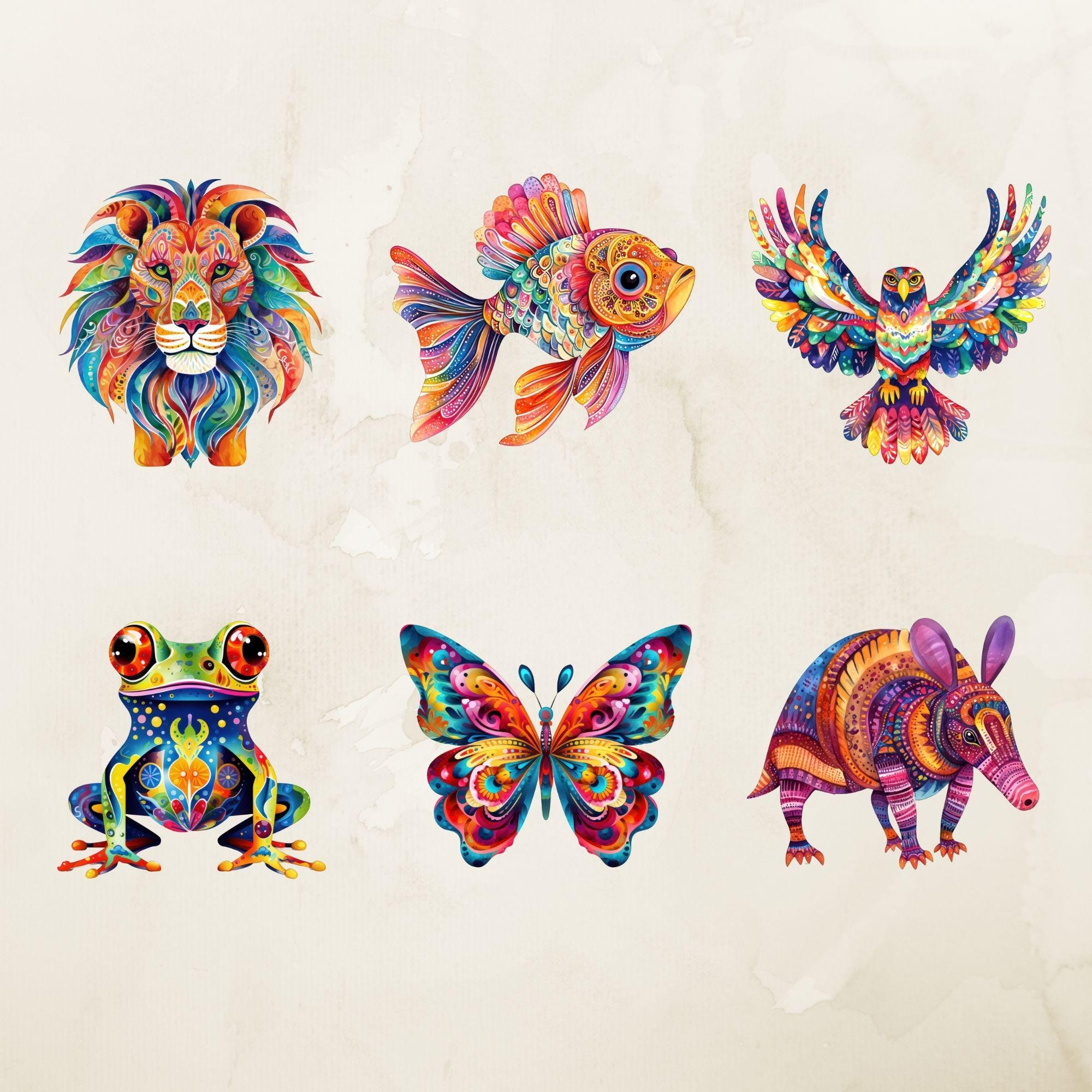 Alebrije Clipart, Dia De Los Muertos PNG, Spirit Animals Illustrations ...