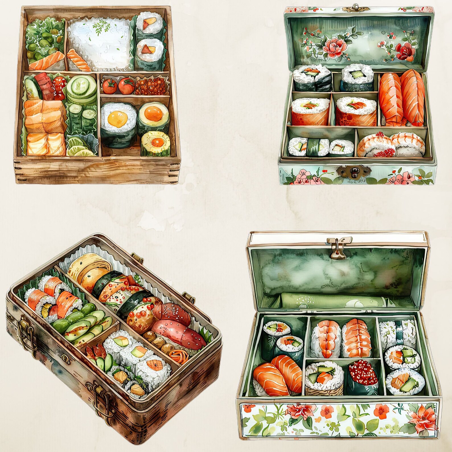 Bento Box Clipart, Japanese Food Lunch Box Lunchbox Sushi Scrapbook ...