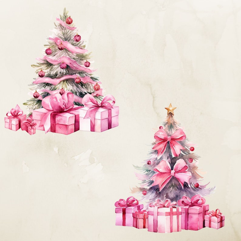 Pink Christmas Tree Png Clipart, Xmas Clipart, Cute Christmas Clipart ...
