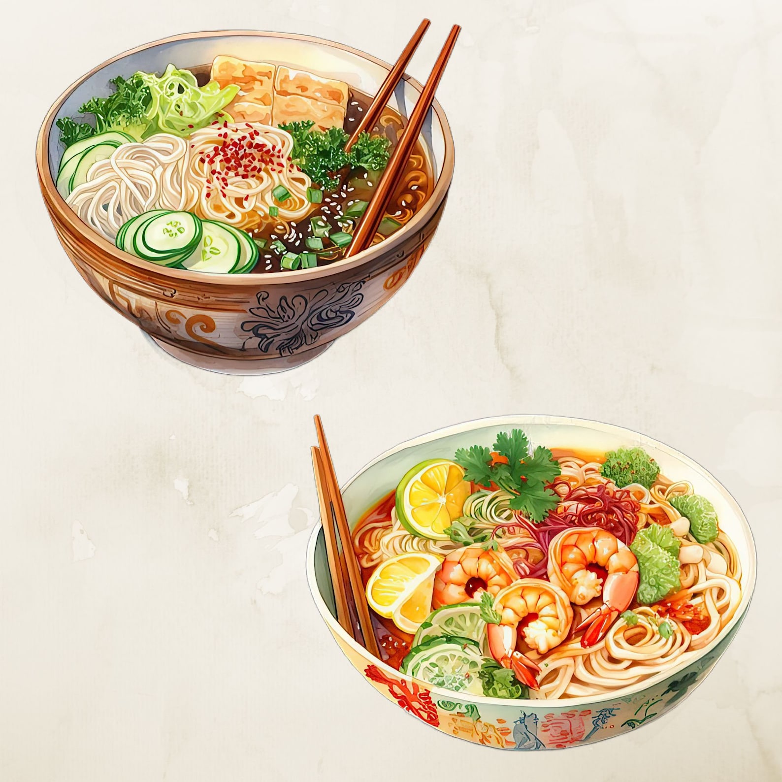 Ramen Bowl Clipart, Watercolor Ramen Bowl Png, Asian Food Clipart ...