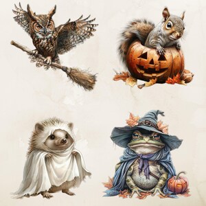 Woodland Halloween Clipart, Autumn Animals, Cute Woodland Halloween ...
