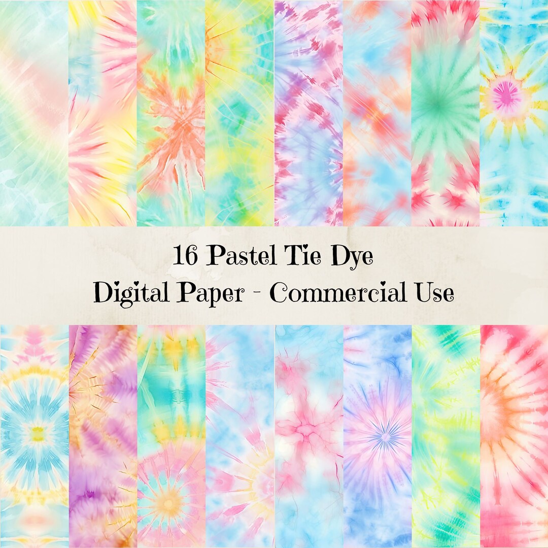 Pastel Tie Dye Digital Paper, Pastel Rainbow Tie Dye Digital Paper, Tie ...