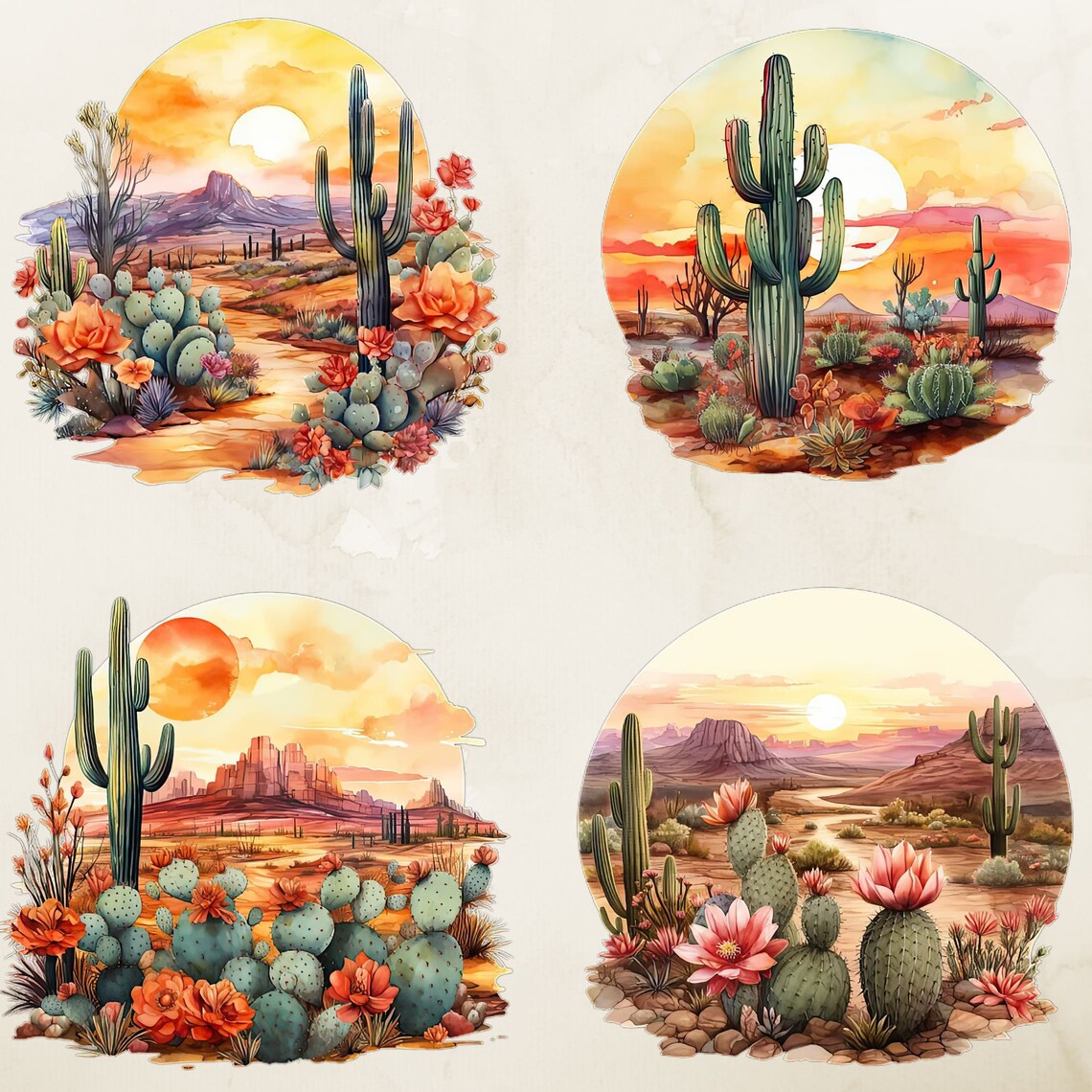 Desert Cactus Clipart, Desert Sunset Png, Western Png, Western ...