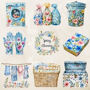 Spring Cleaning Clipart, Watercolor Household Chores, Spring ...