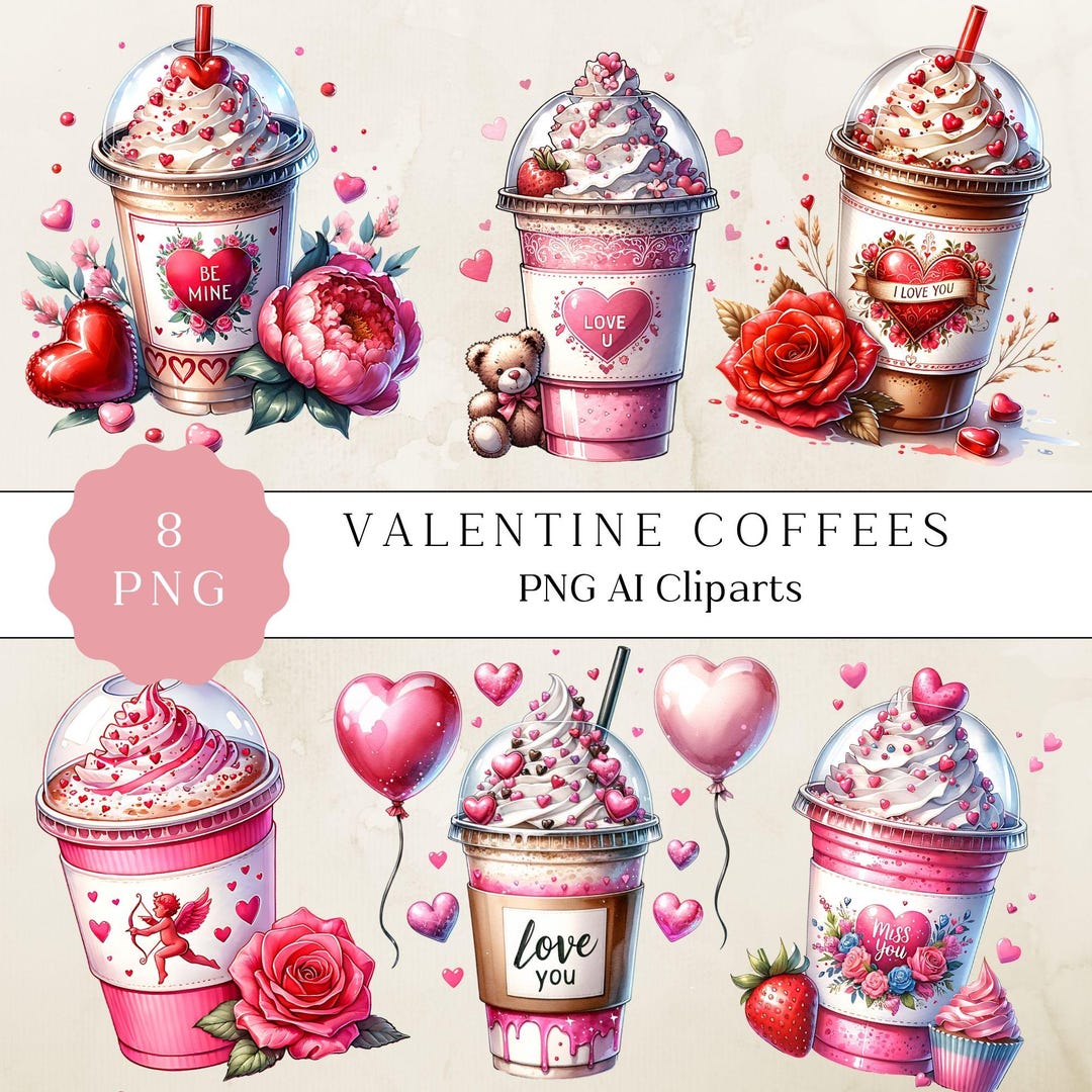 Coffee Clipart for Valentine's Day, Cute Valentine Coffee Clipart ...