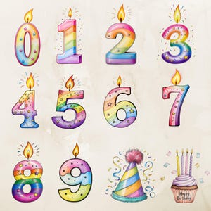 Birthday Candles Clipart, Birthday Clipart Bundle, Digital Candle Art ...