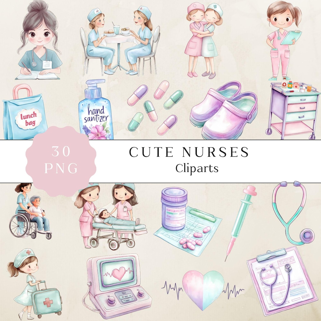 Nurse Clipart, Adorable Cute Healthcare Png, Cute PNG Designs, Digital ...