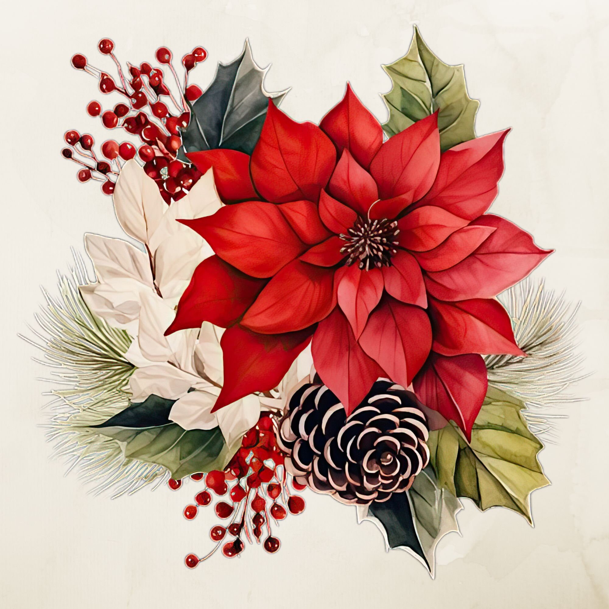 Watercolor Christmas Poinsettia Border Clipart, Poinsettia Clipart ...