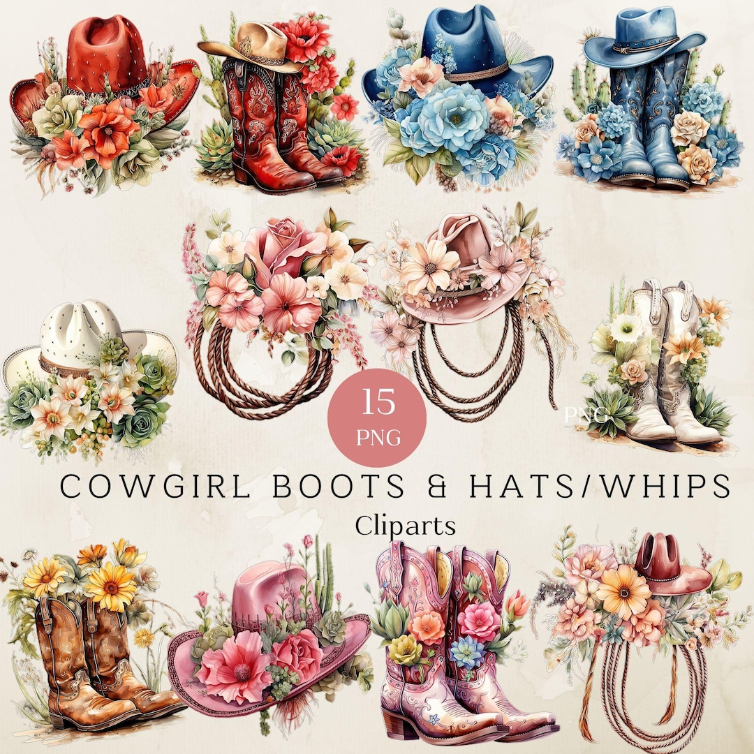 Watercolor Cowgirl Clipart, Western Clipart, Cowboy Clipart, Digital ...