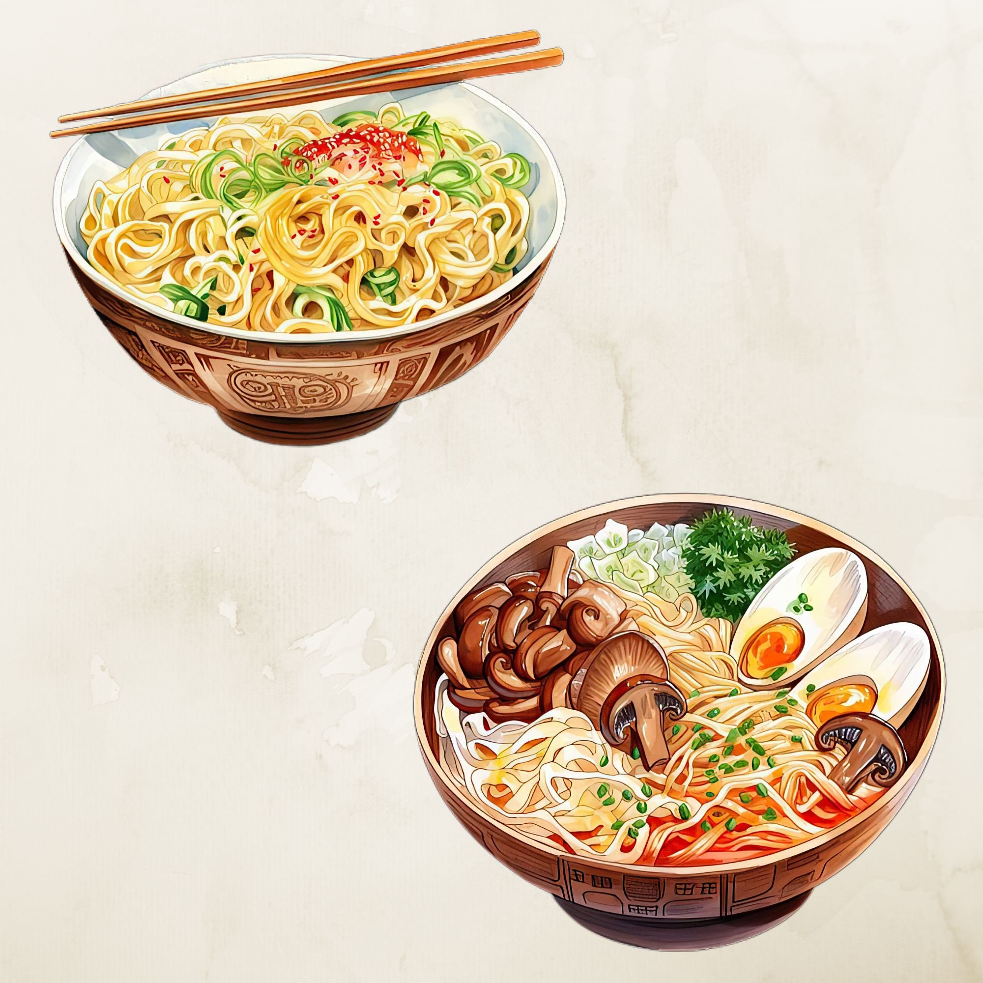 Ramen Bowl Clipart, Watercolor Ramen Bowl Png, Asian Food Clipart ...