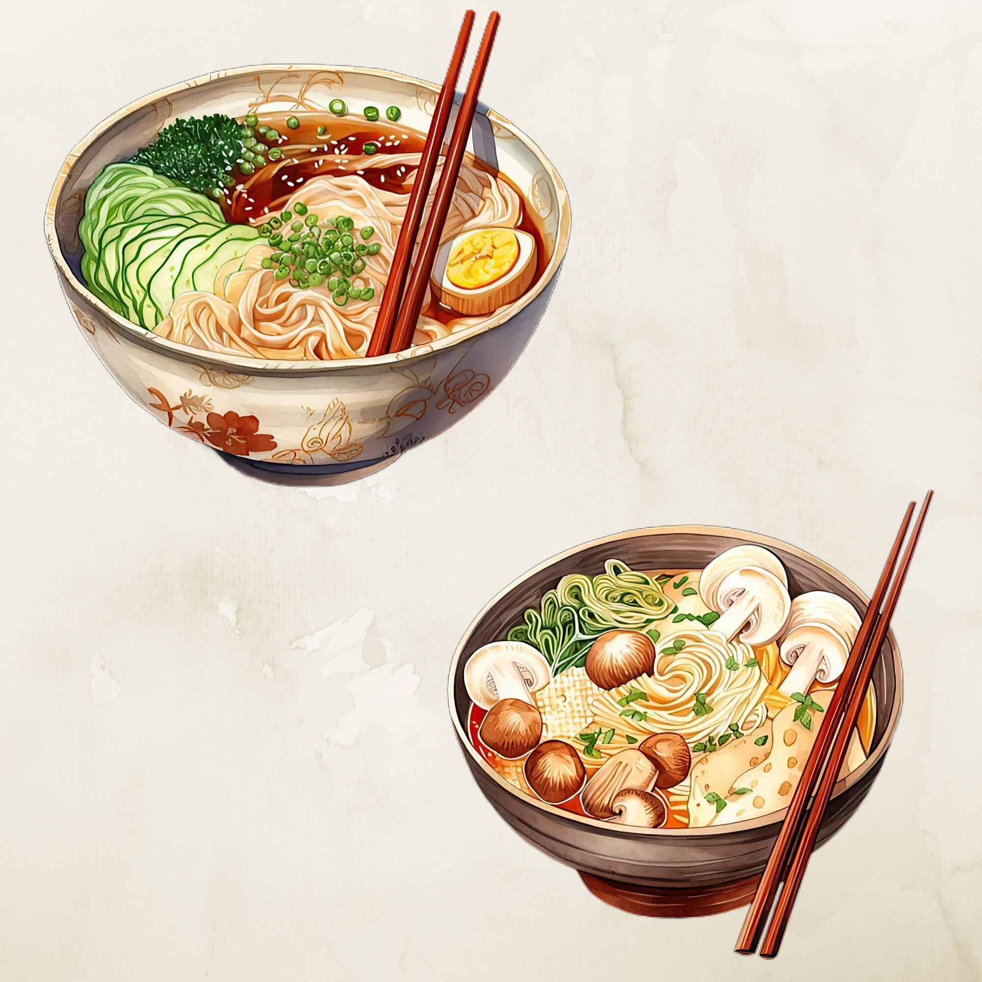 Ramen Bowl Clipart, Watercolor Ramen Bowl Png, Asian Food Clipart ...