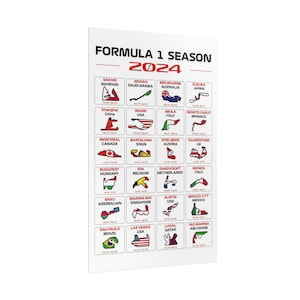 F1 2024 Season Schedule Poster - Etsy