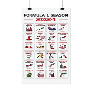 F1 2024 Season Schedule Poster - Etsy