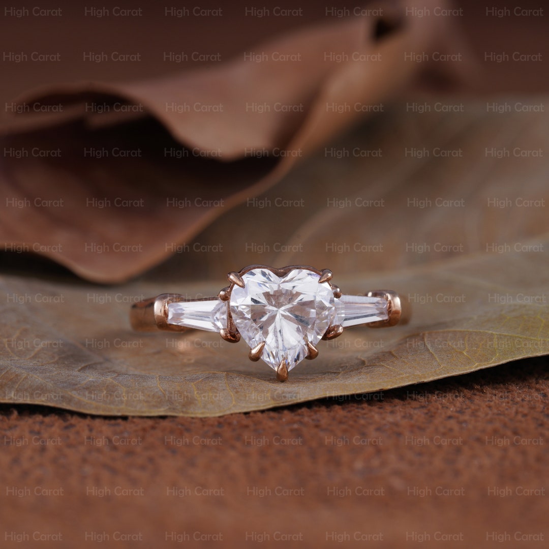 Timeless Love Heart Shaped Solitaire Engagement Ring, 18k Rose Gold ...
