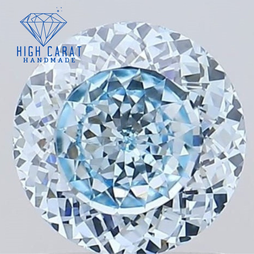 Portuguese Cut Lab Grown Loose Diamond, 1.00ct Lab Grown Cyan Blue ...