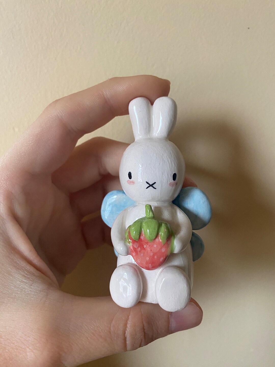 Ceramic Handmade Miffy Holding Strawberry,pottery Miffy Ceramic Fine Art Home Decor Miffy - Etsy UK