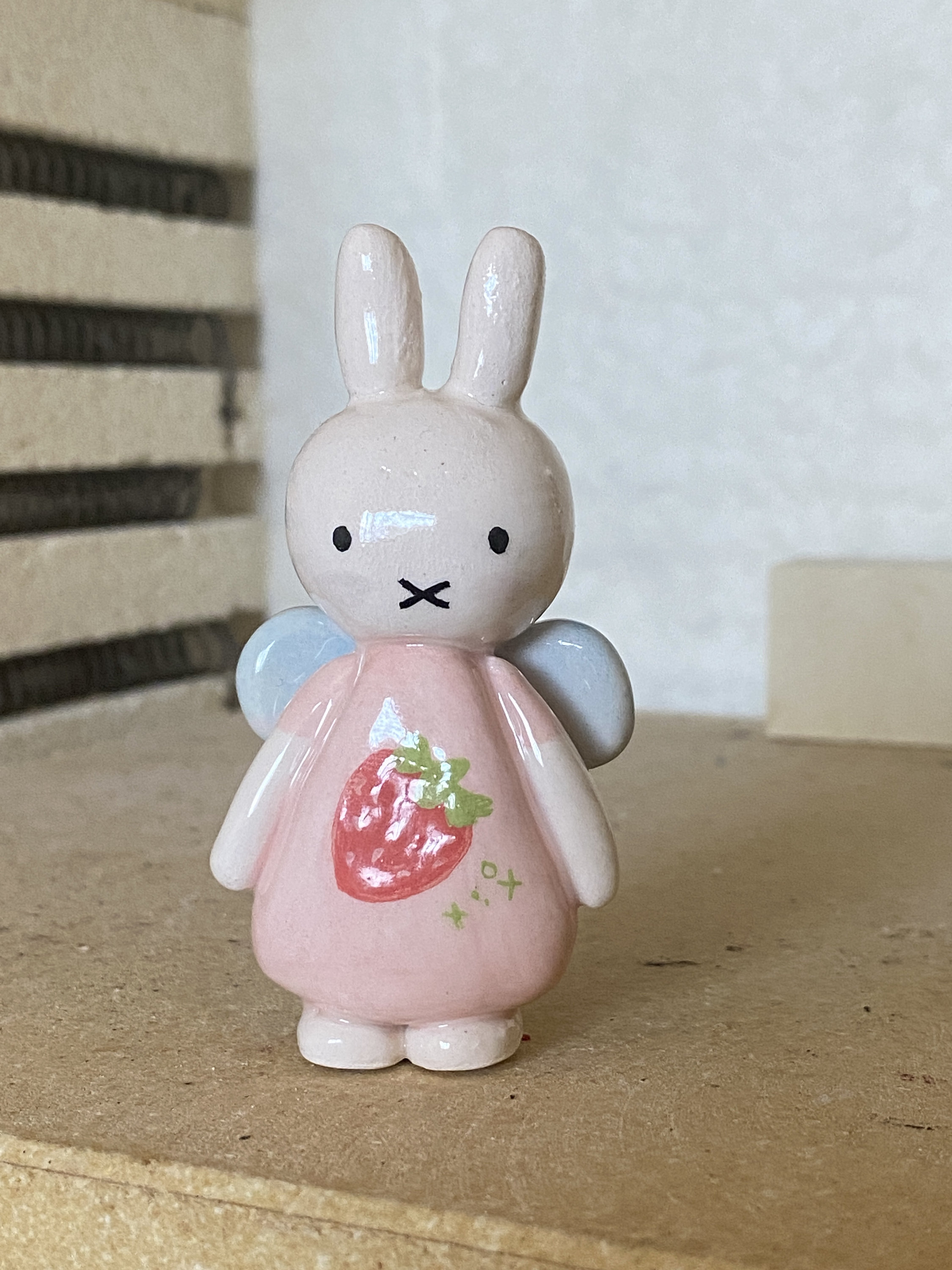 Strawberry Miffy Ceramic Sculpture, Handmade Pottery Gift - Etsy
