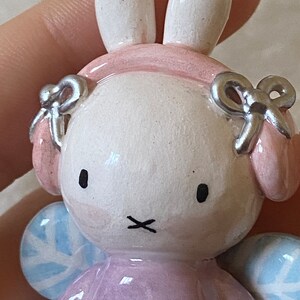 Silver Bow Miffy Sculpture Ceramic,miffy Sculpture Gift,ceramic Miffy Handmade Trinket Miffy - Etsy