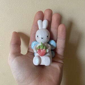 Ceramic Handmade Miffy Holding Strawberry,pottery Miffy Ceramic Fine Art Home Decor Miffy - Etsy