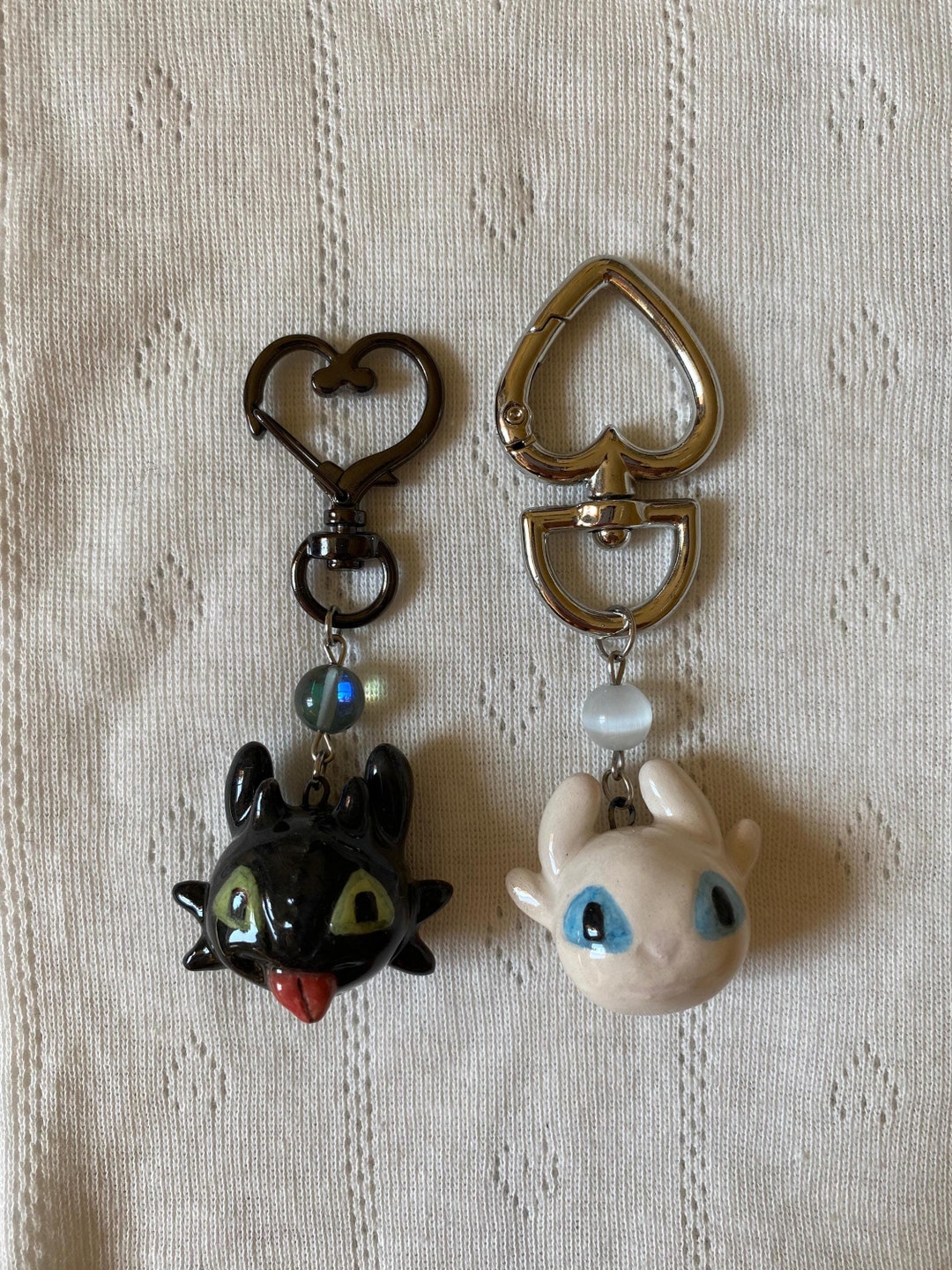 Toothless and Light Fury Inspired Keychain Ceramic Gifts,anniversary ...
