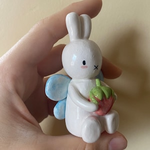 Ceramic Handmade Miffy Holding Strawberry,pottery Miffy Ceramic Fine Art Home Decor Miffy - Etsy