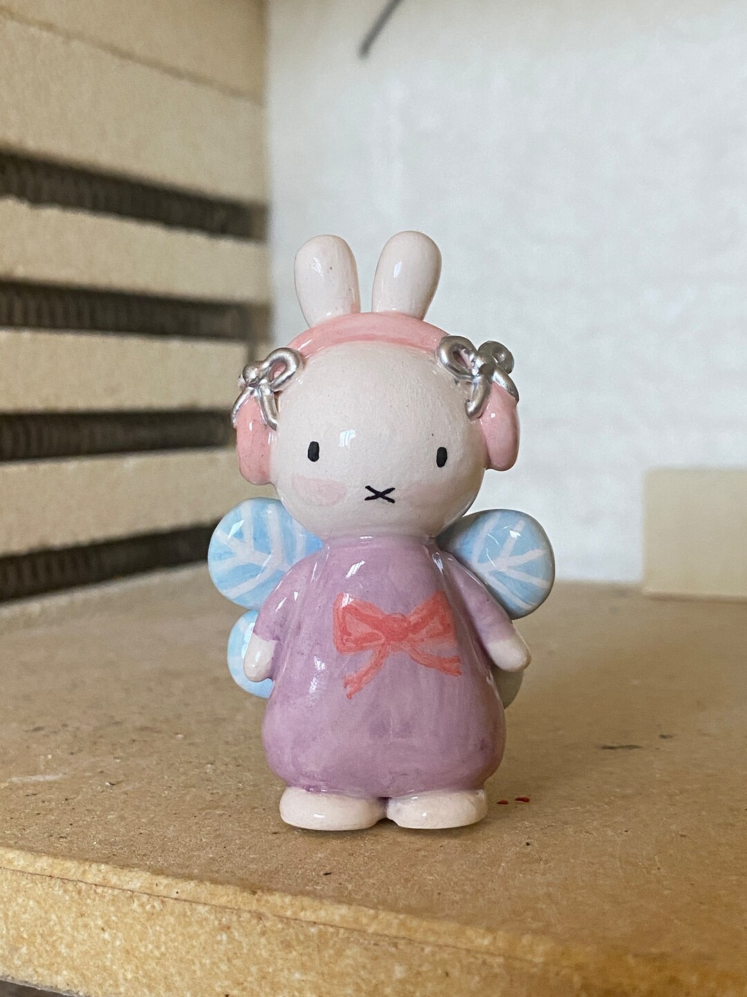 Silver Bow Miffy Sculpture Ceramic,miffy Sculpture Gift,ceramic Miffy Handmade Trinket Miffy - Etsy