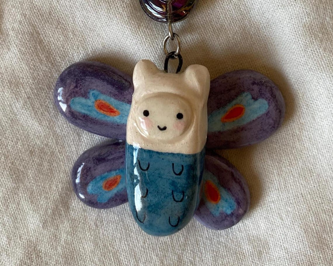 Butterfly Ceramic Adventure Time Finn Keychain,fine Art Ceramic ...