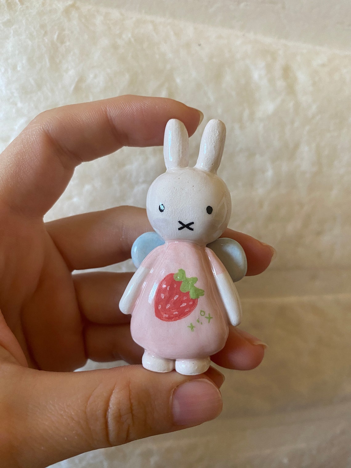 Strawberry Miffy Ceramic Sculpture,miffy Pottery Ceramic,miffy Handmade ...