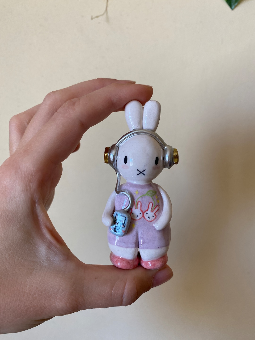 Miffy With Headphones,ceramic Miffy Gifts,sculpture Ceramic Miffy - Etsy
