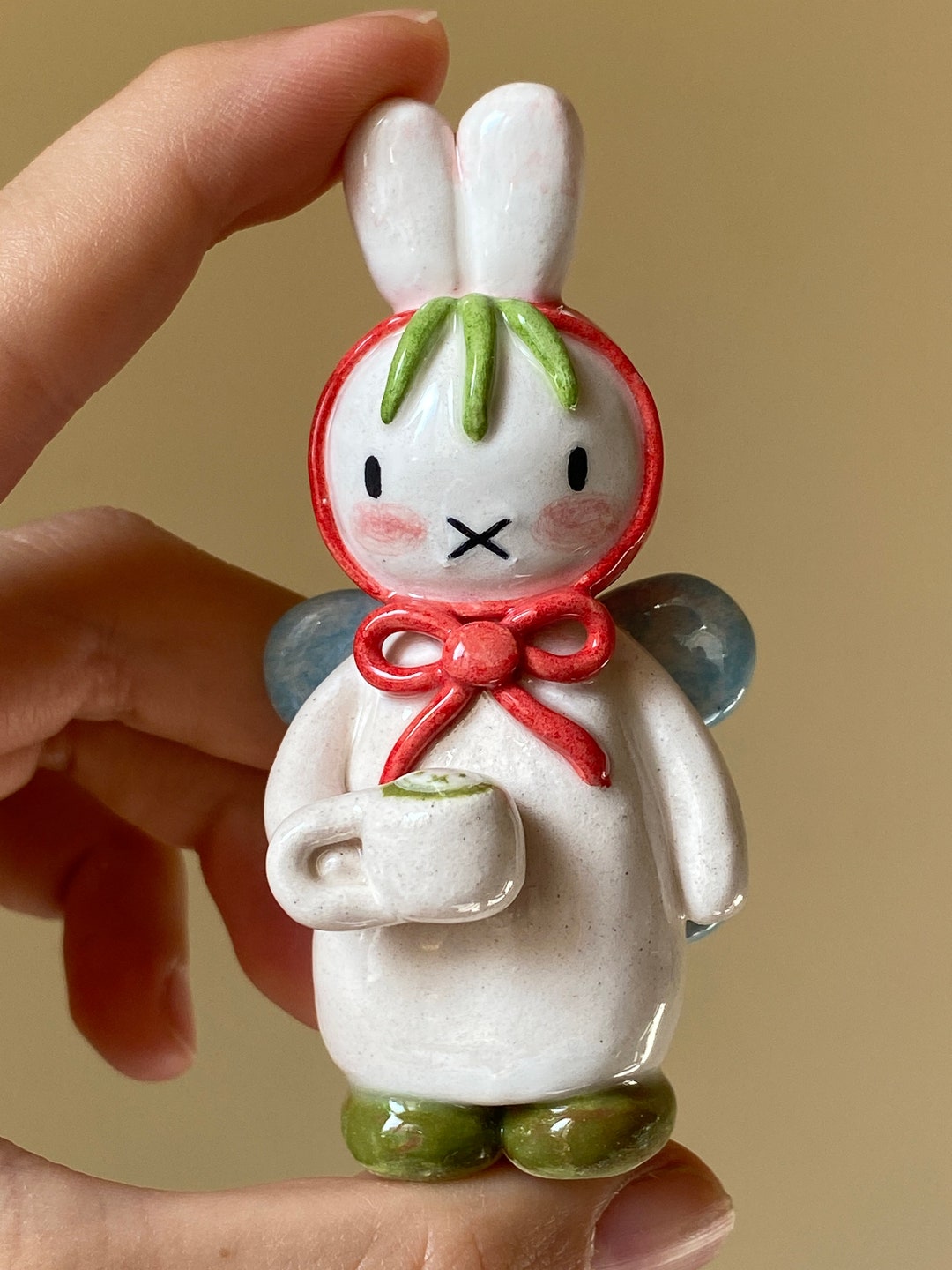 Strawberry Fairy Miffy Holding Matcha,miffy Gifts,ceramic Trinket Miffy ...