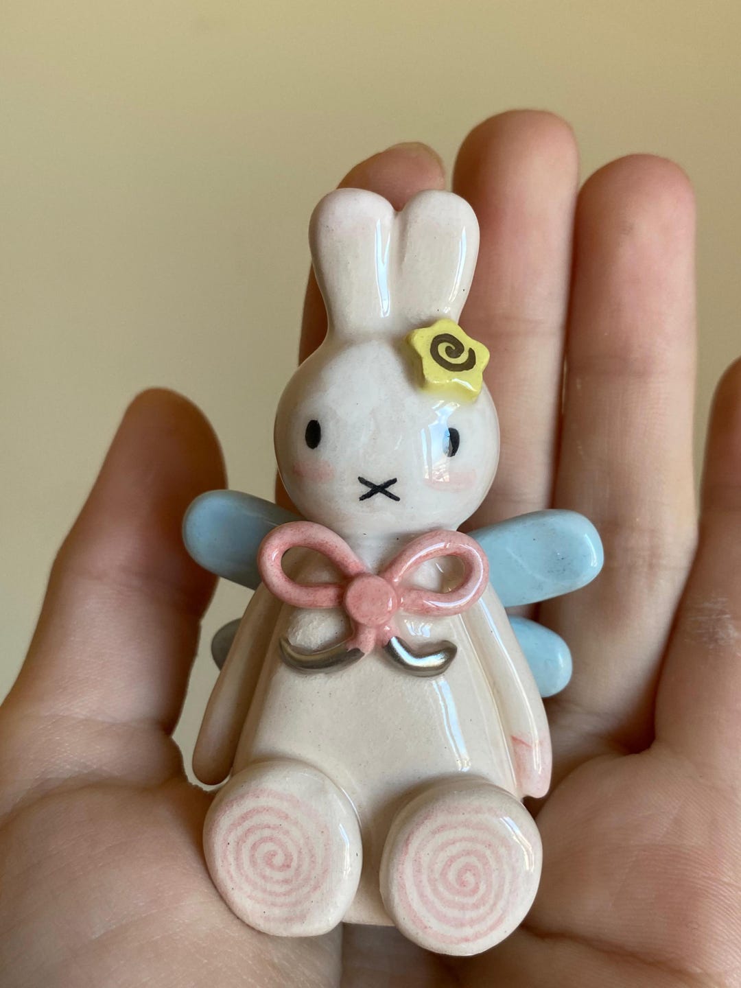 Ceramic Handmade Miffy With Fairy Wings Sculpture,miffy Trinket,unique Figurine - Etsy