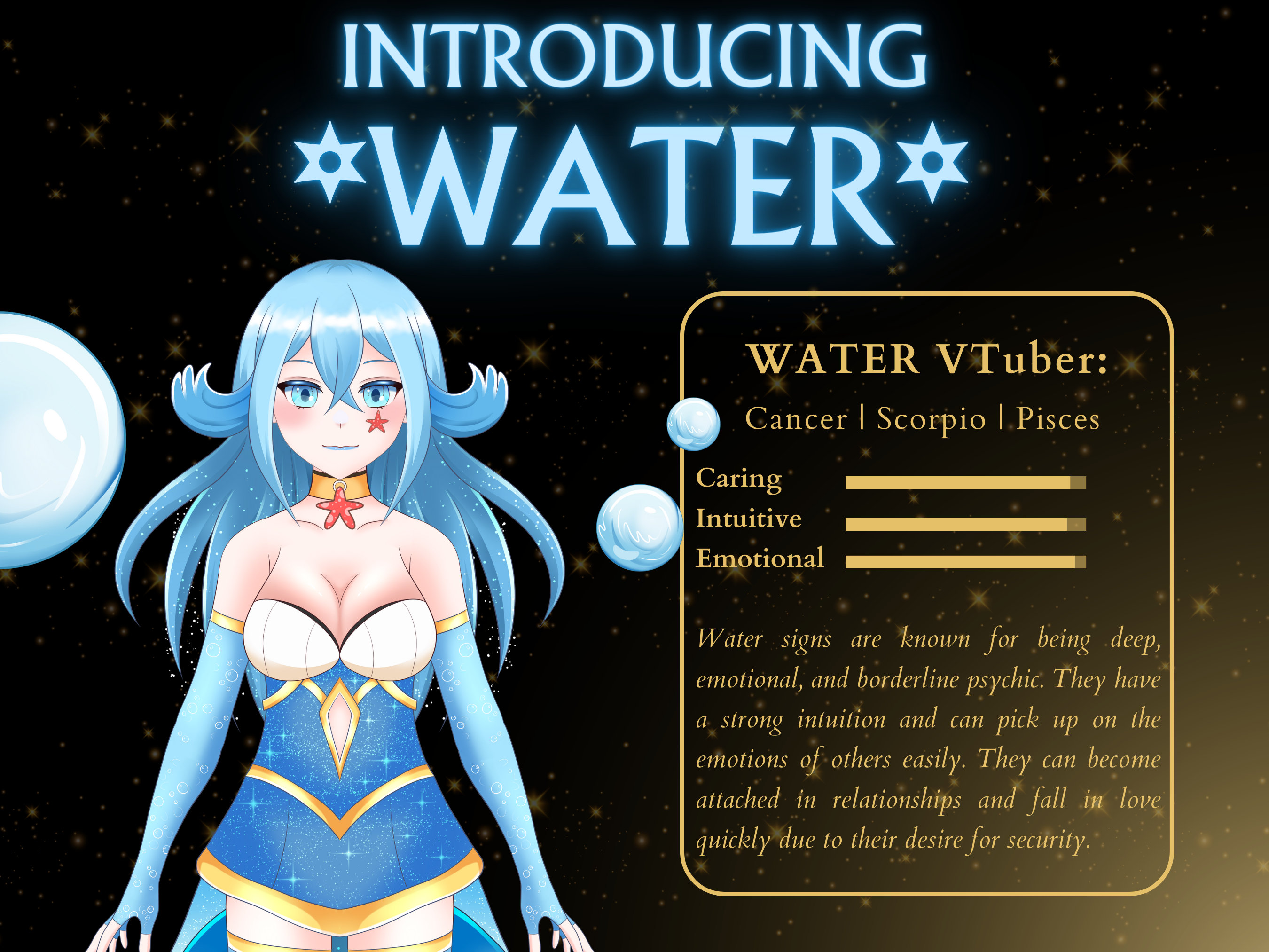 Vtuber Model for Commercial Use, Live2d Vtuber Water Element, Premade ...