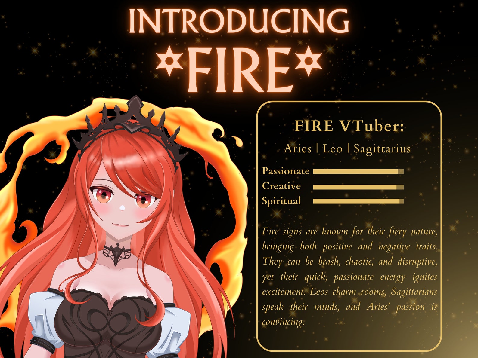 Vtuber Model for Commercial Use, Live2d Vtuber Fire Element, Premade ...