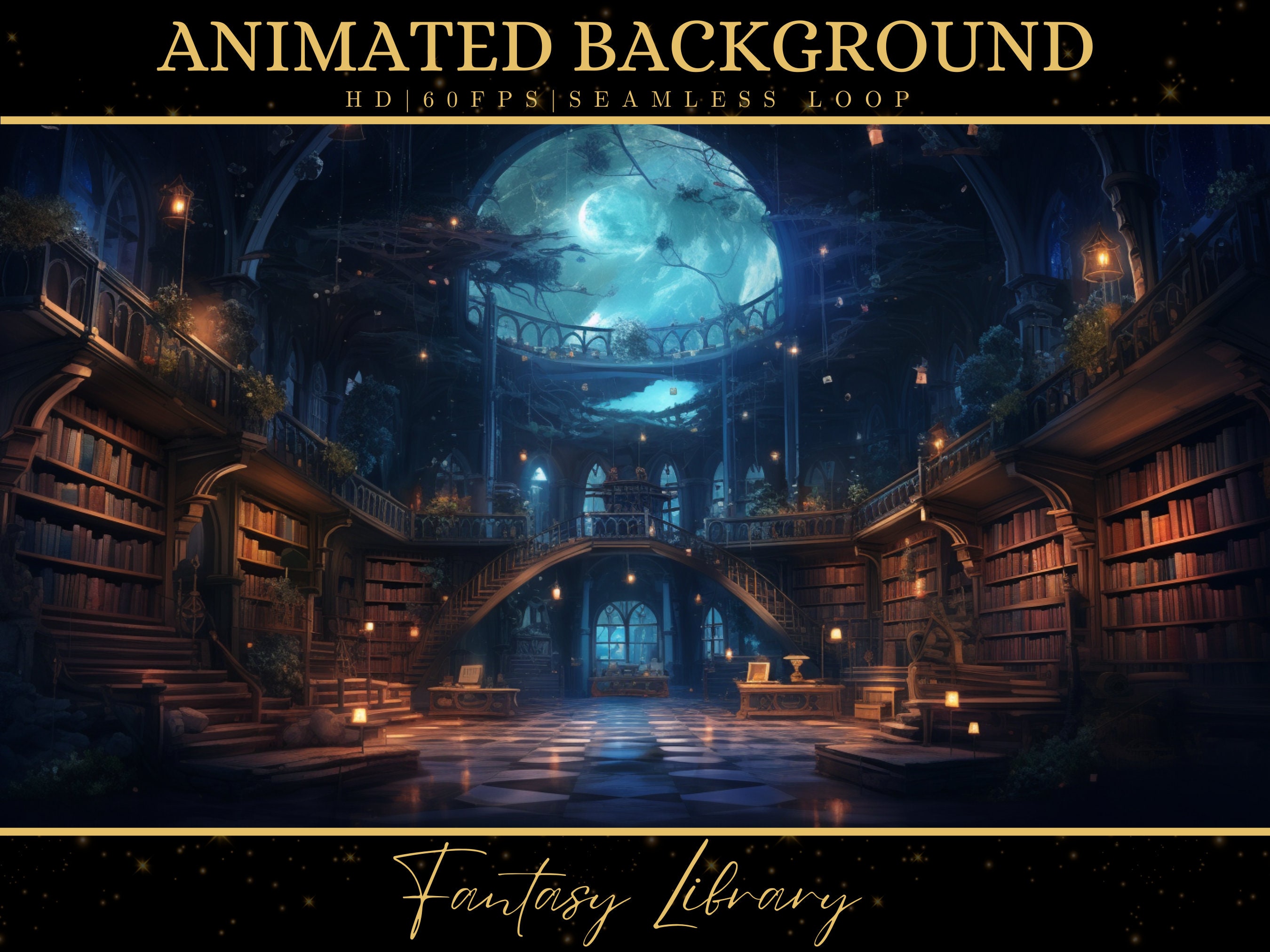 Vtuber Animated Background Mystical Fantasy Library Scene - Etsy
